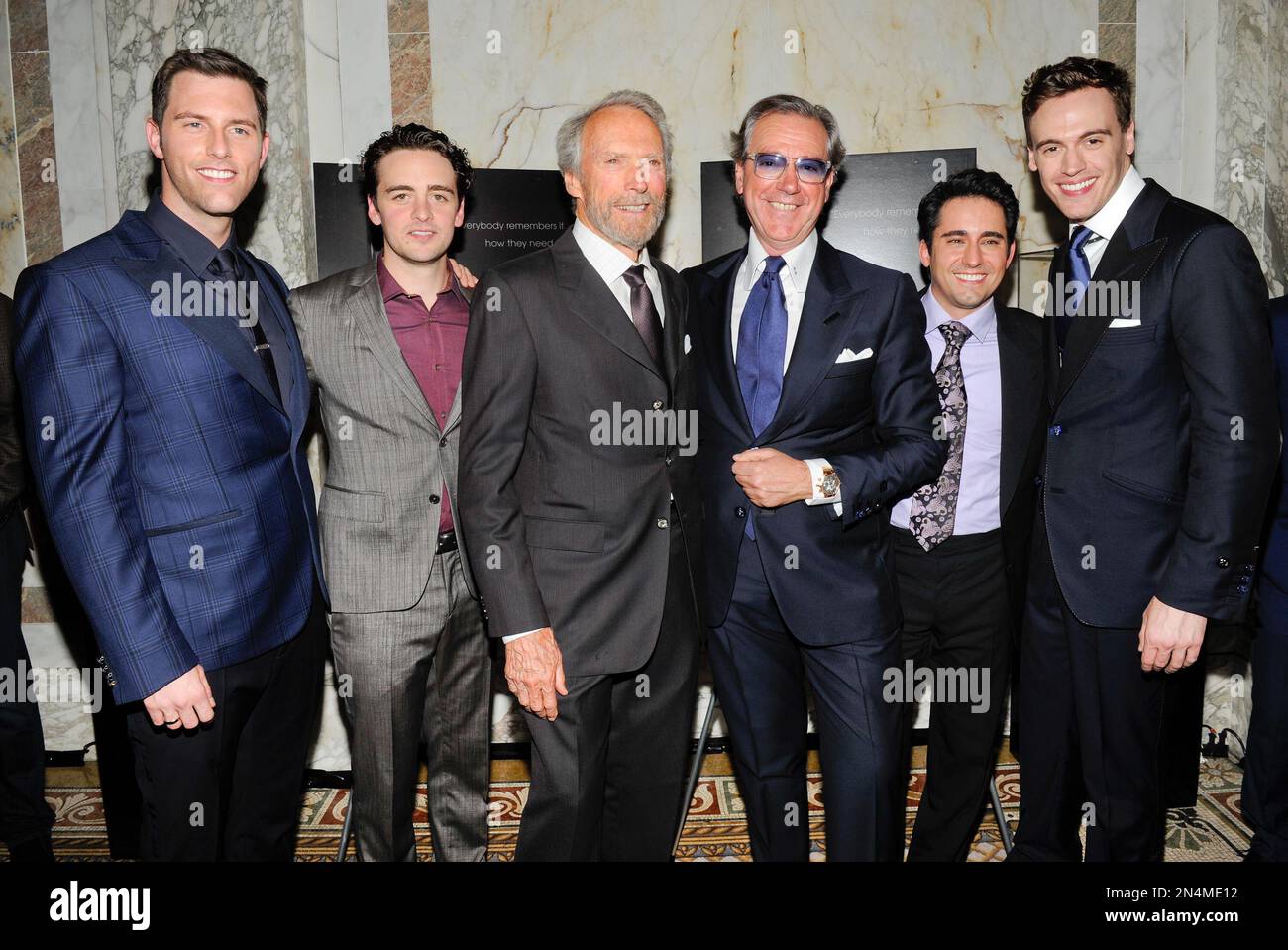 The cast of new film "Jersey Boys", from left, Michael Lomenda, Vincent ...