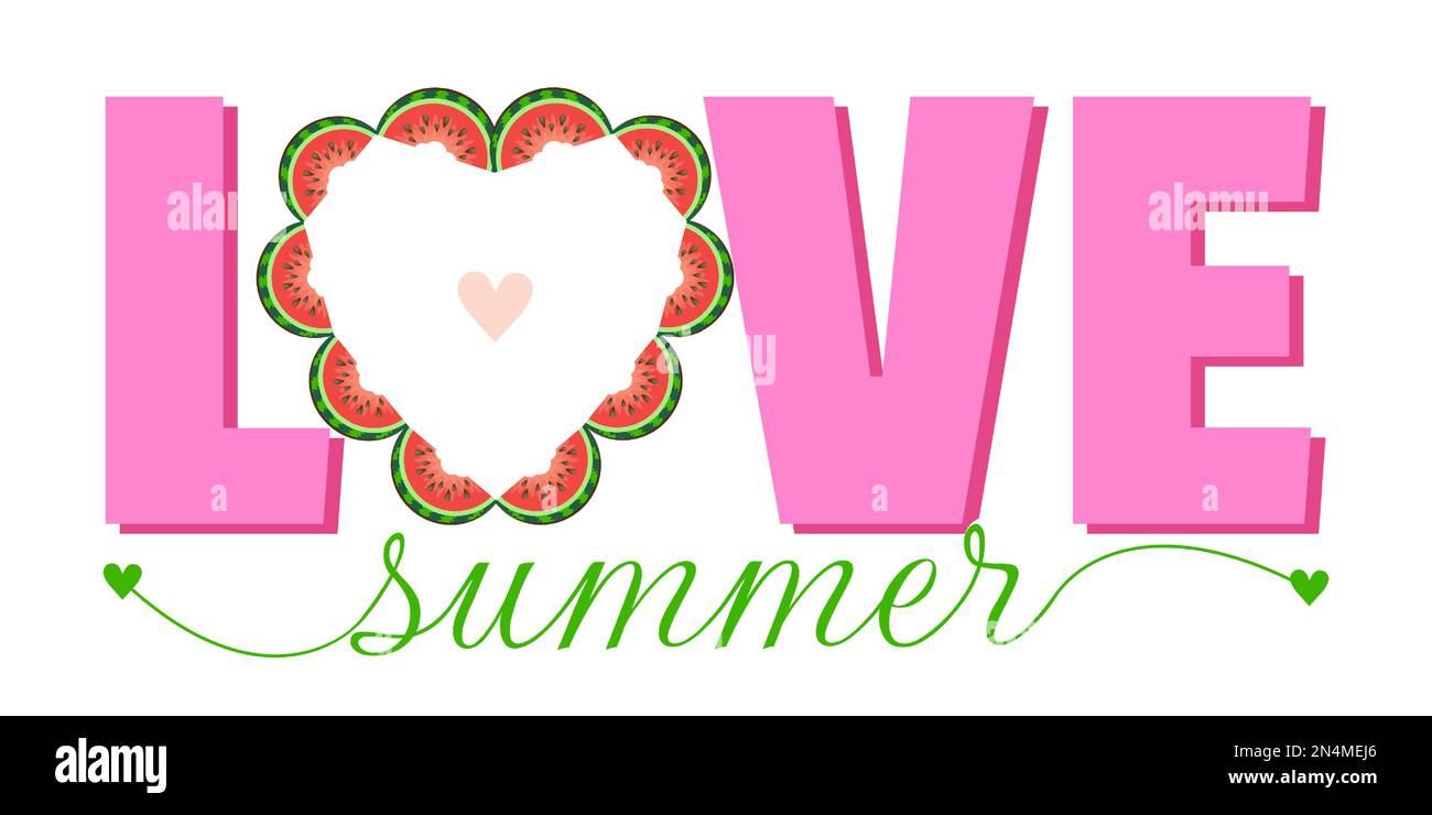 Sweet watermelon and trendy lettering. Summer vibes. Stylish typography ...