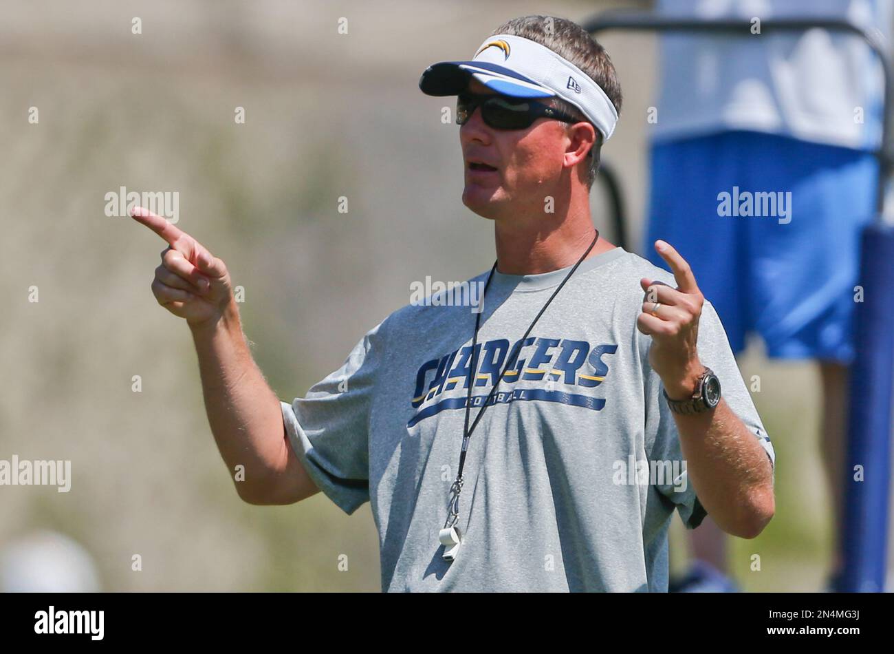 San Diego Chargers coach Mike McCoy gives his instructions during an ...