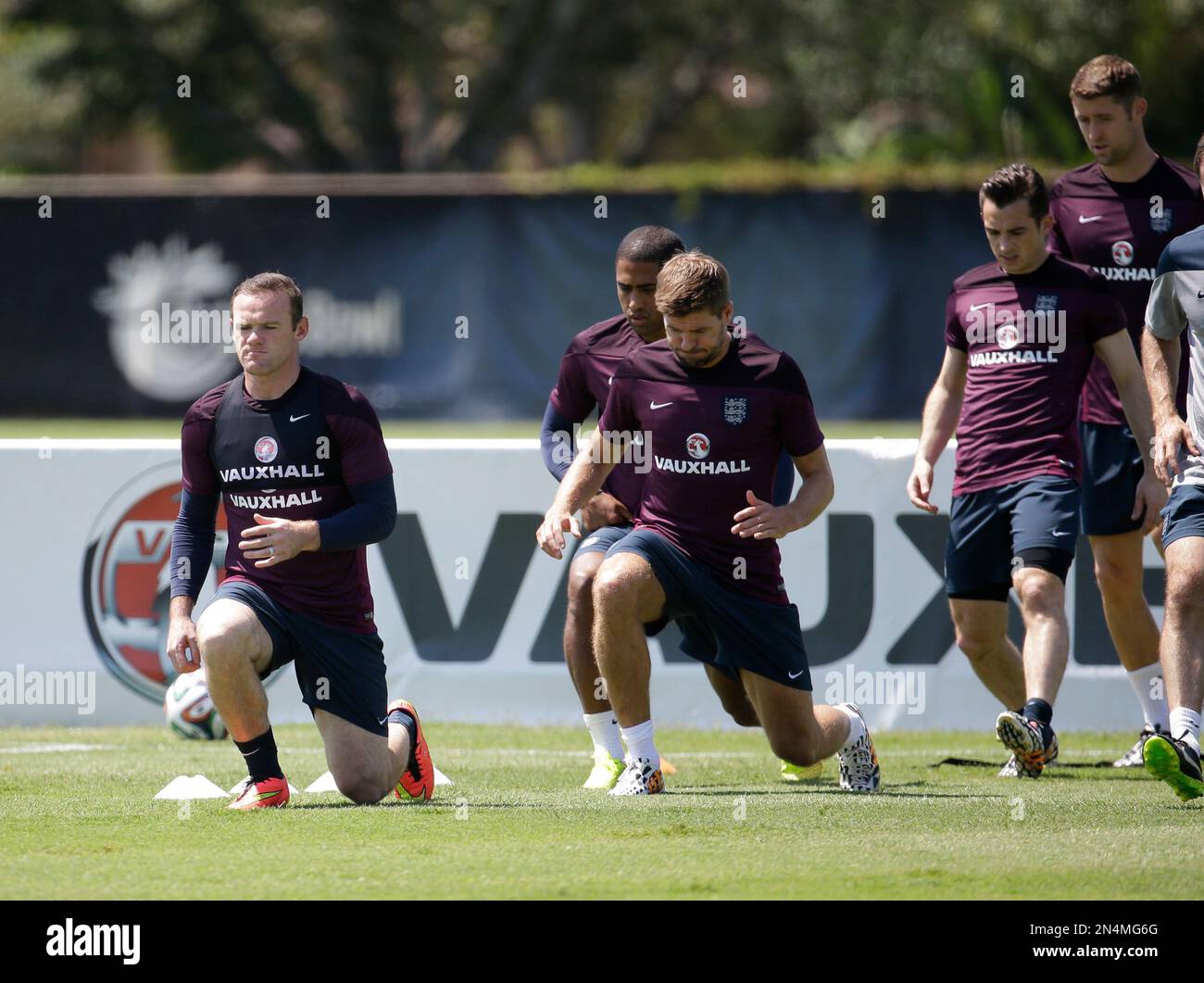 England's Wayne Rooney, left, captain Steven Gerrard, center, and ...