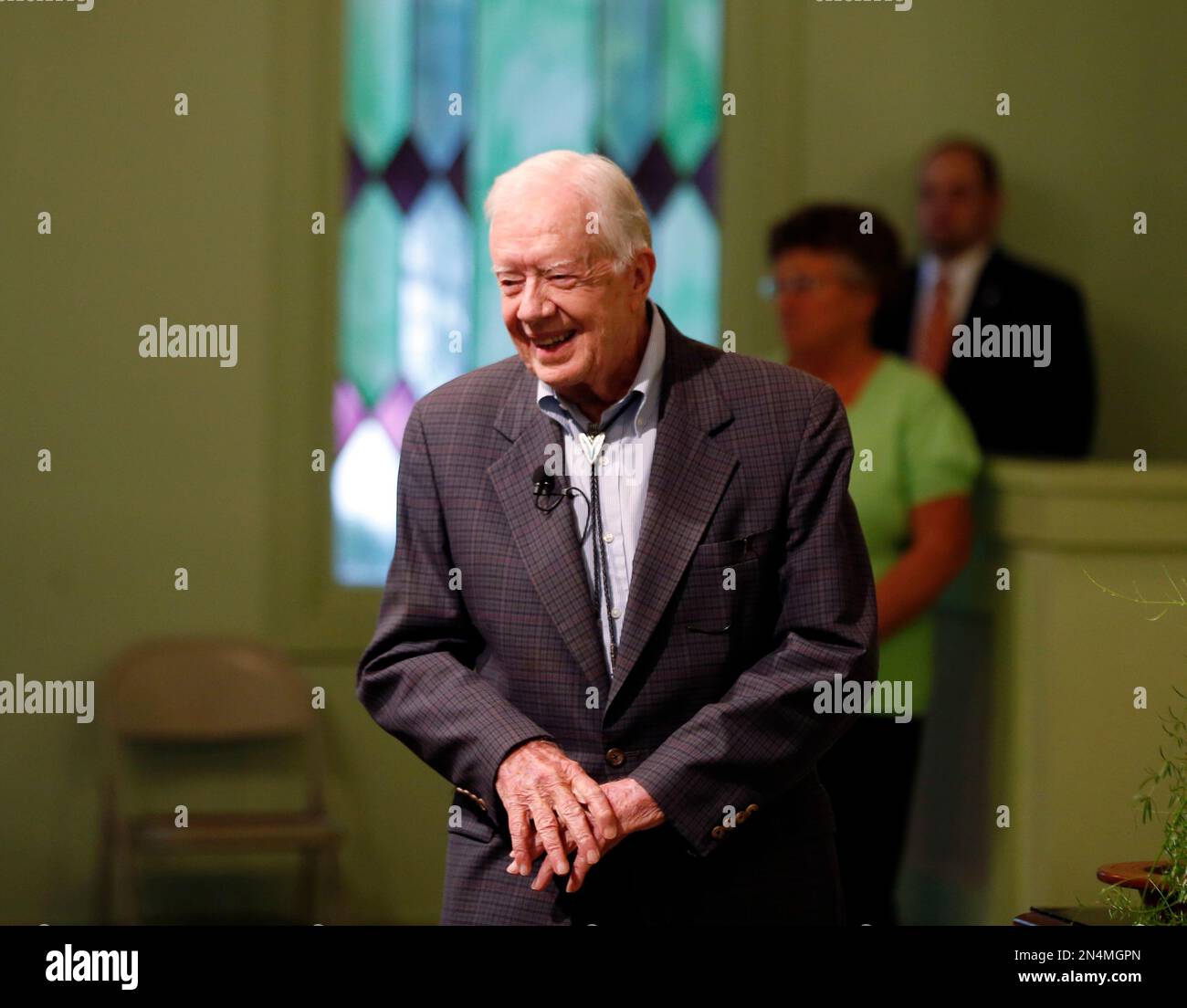 Former President Jimmy Carter welcomes visitors to Maranatha Baptist ...