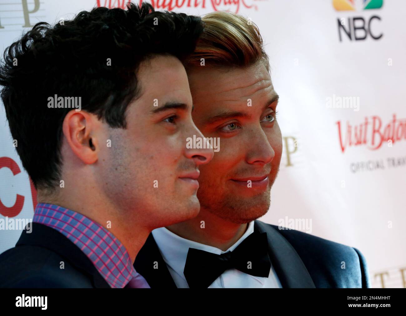 Lance Bass, right, and Michael Turchin pose during a red carpet event ...