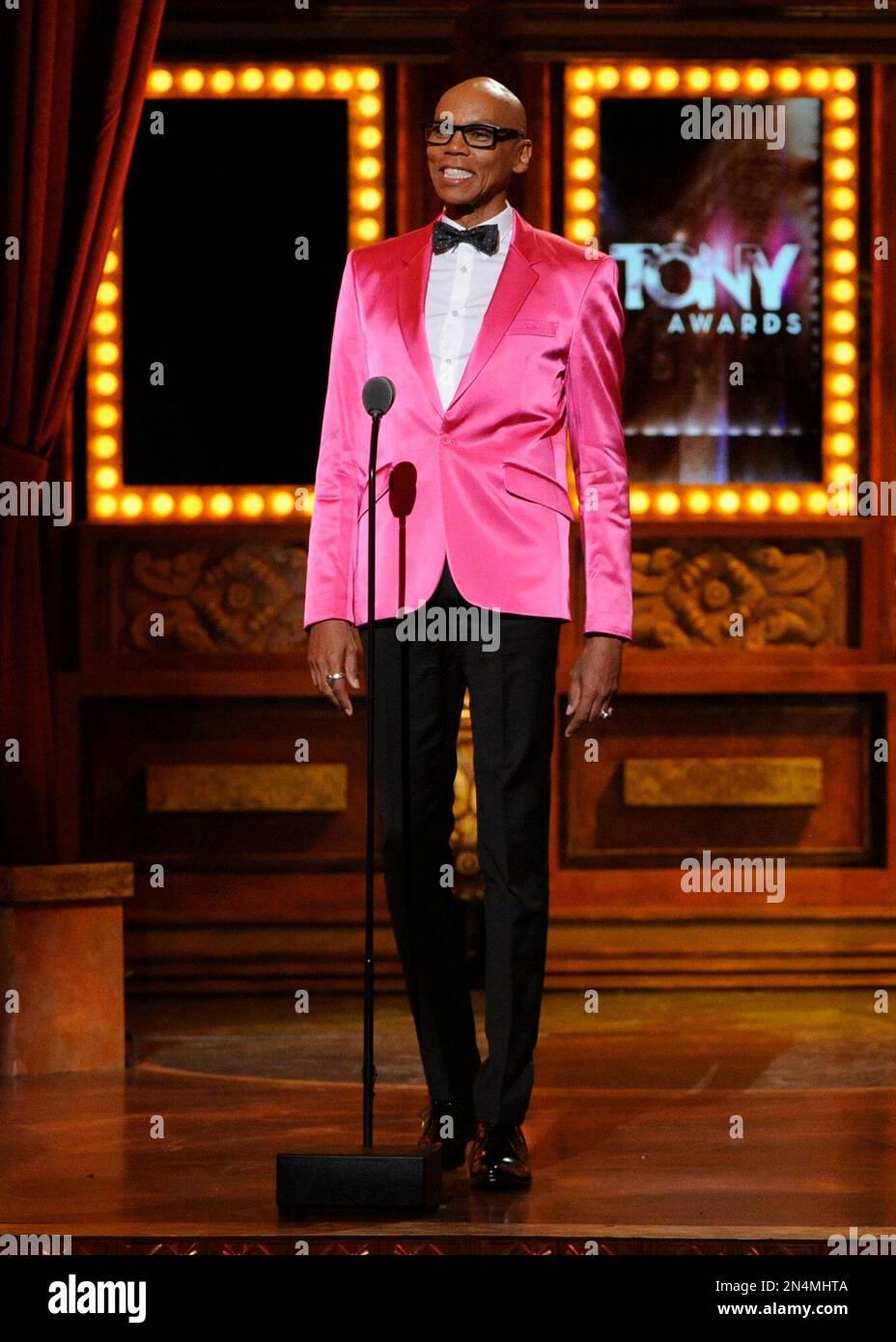 RuPaul speaks onstage at the 68th annual Tony Awards at Radio City Music Hall on Sunday, June 8 ...