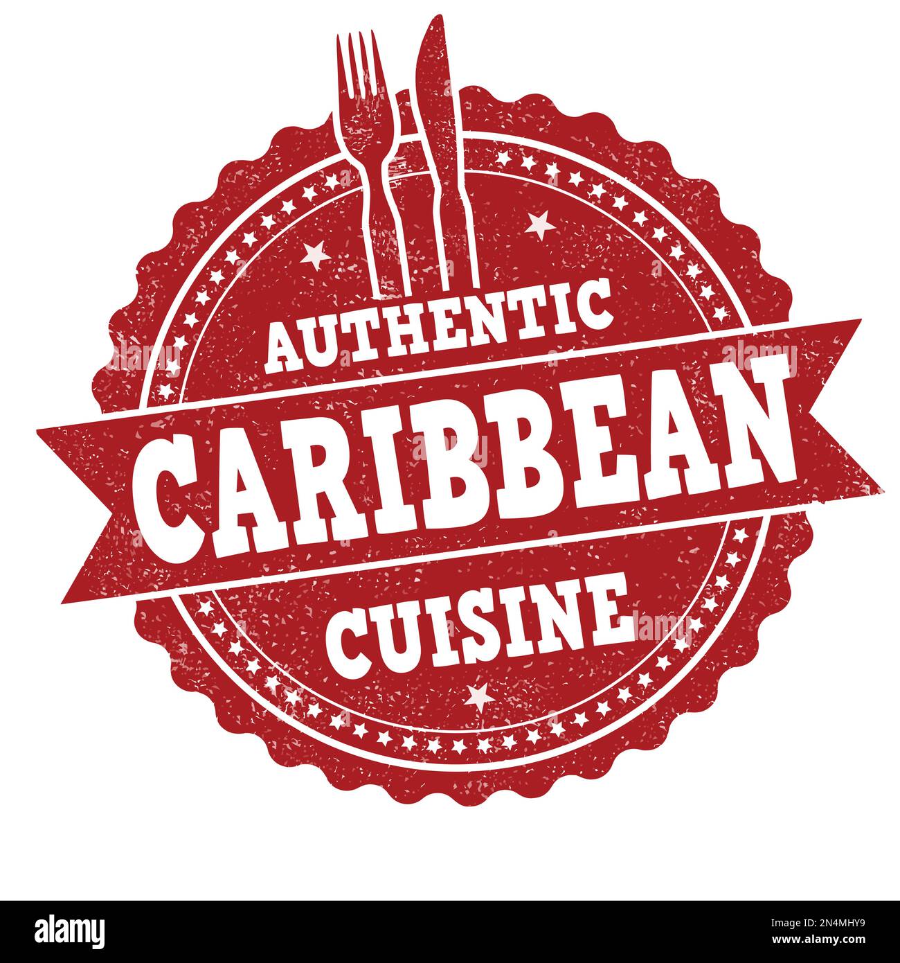 Caribbean cuisine grunge rubber stamp on white background, vector ...