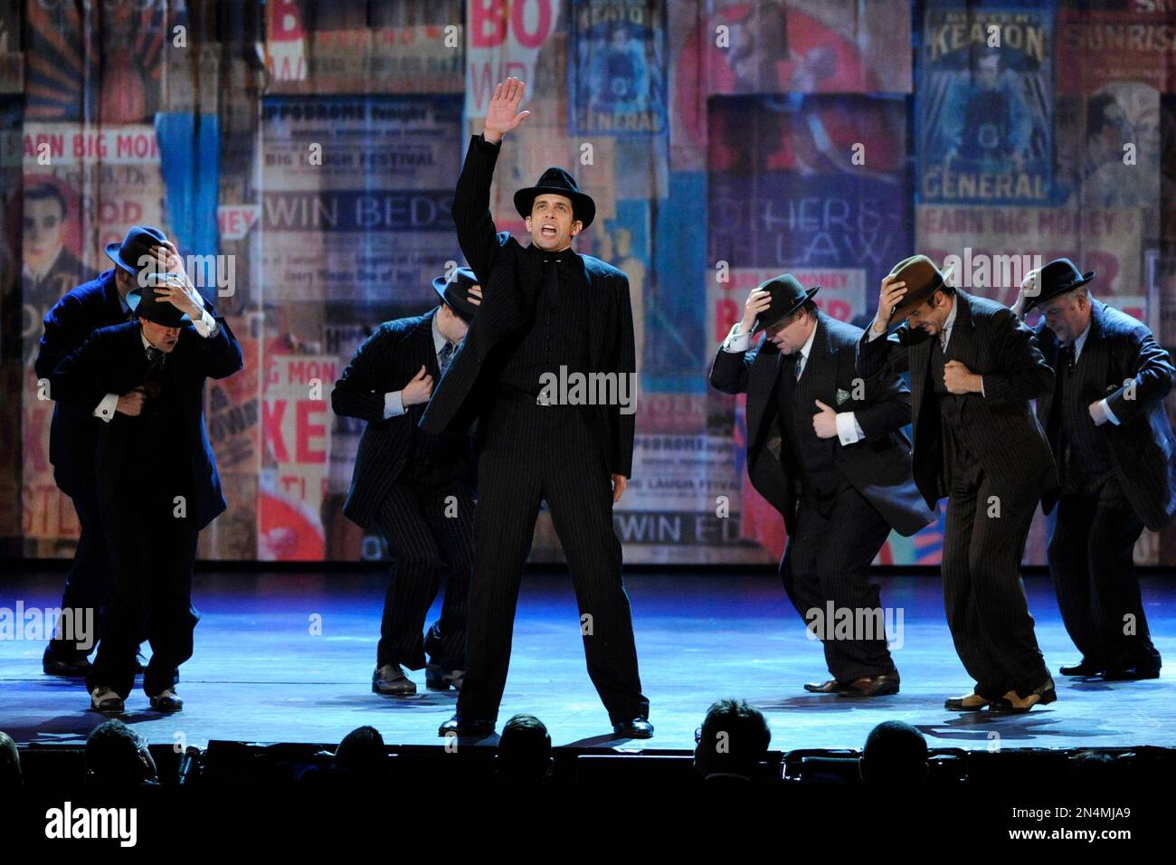 The cast of 'Bullets Over Broadway' performs on stage at the 68th ...