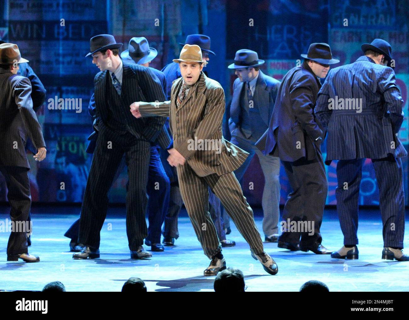 The cast of 'Bullets Over Broadway' performs on stage at the 68th ...