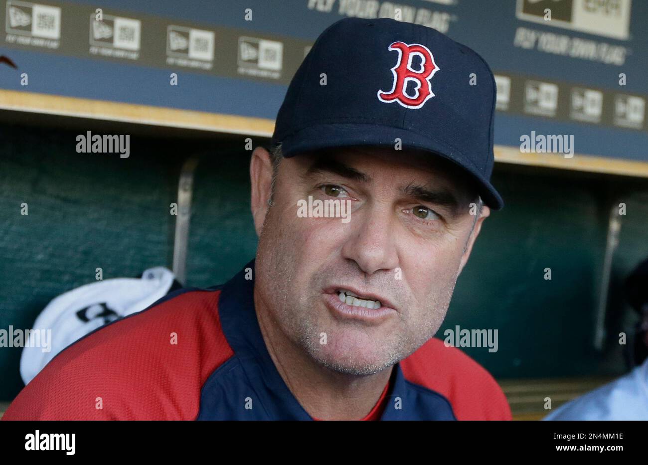 Boston Red Sox manager John Farrell talks to the media before a ...