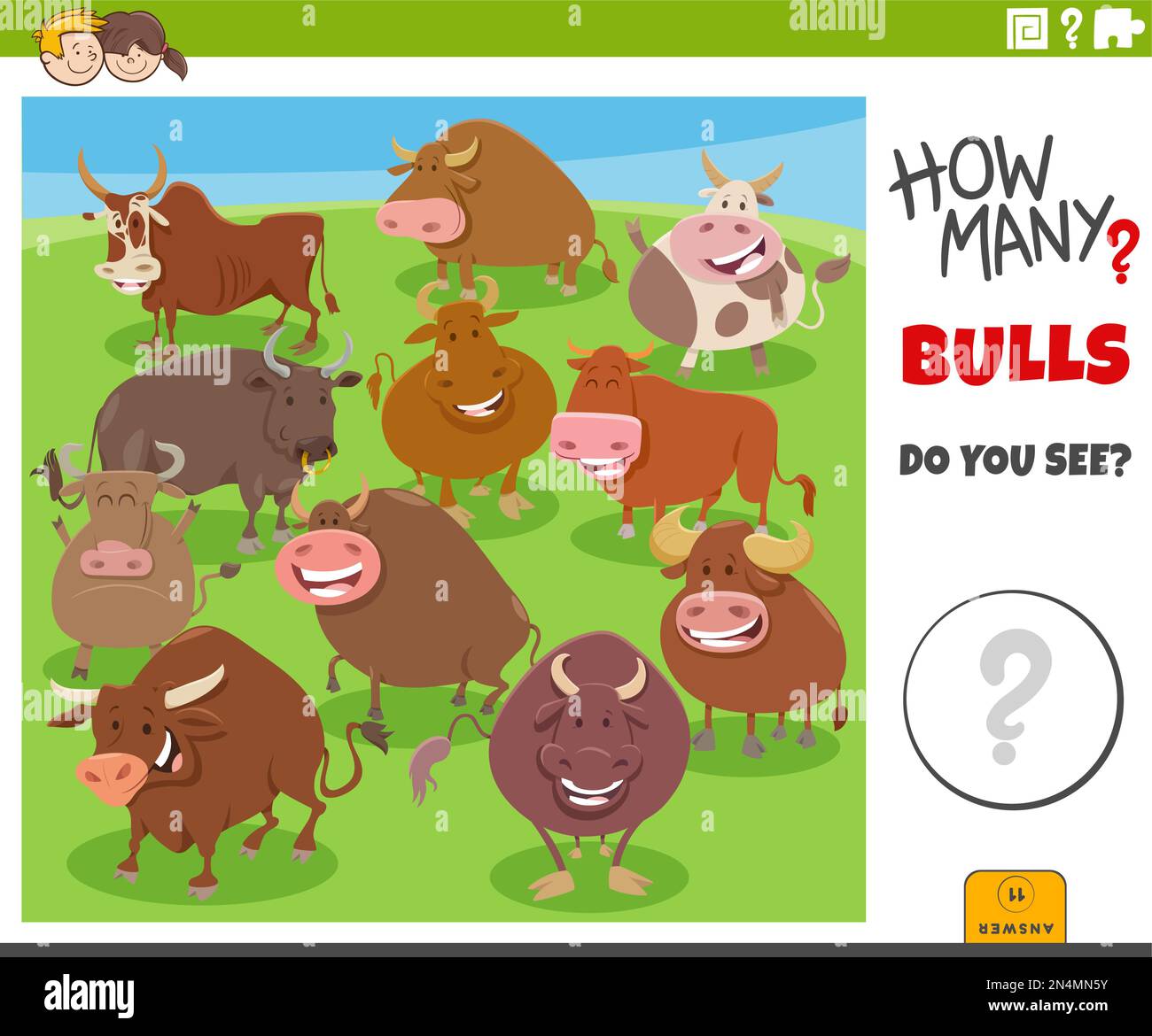 Illustration of educational counting game for children with cartoon ...