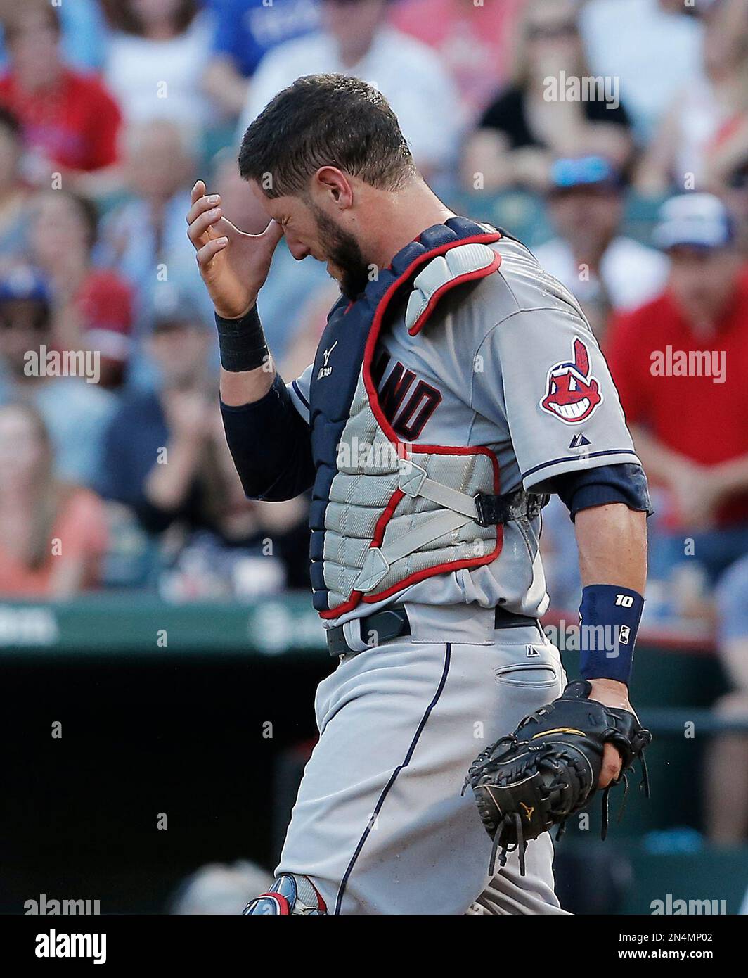 Cleveland Indians catcher Yan Gomes (10) during a baseball game against ...