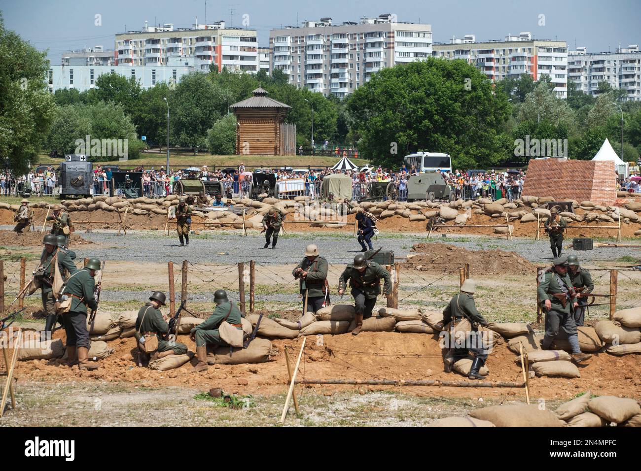 Members of historic clubs wearing WWI era uniforms take part in a ...