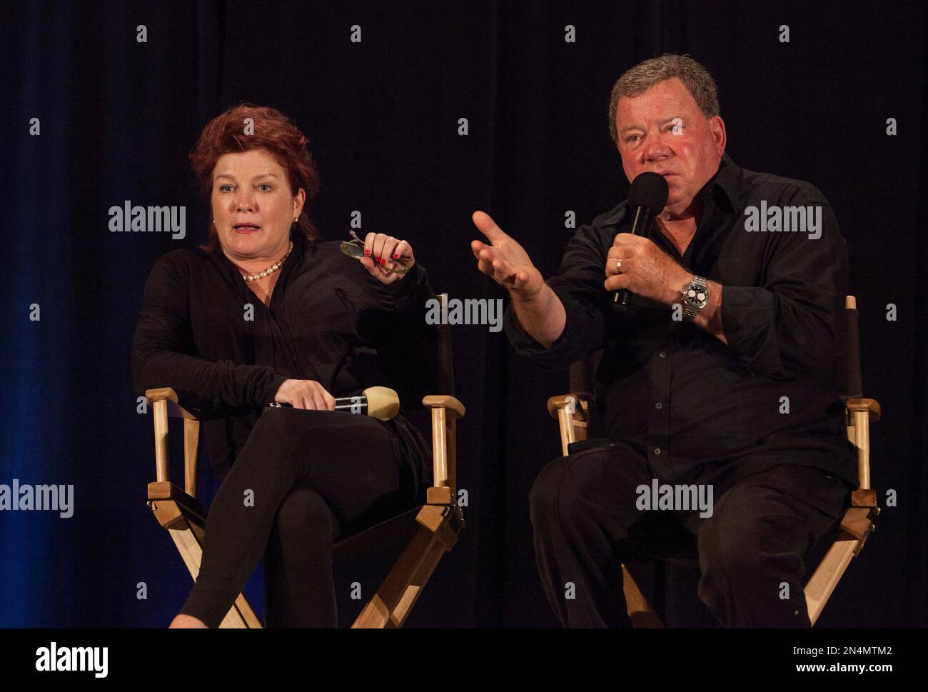 From left to right, actors Kate Mulgrew and William Shatner during at ...