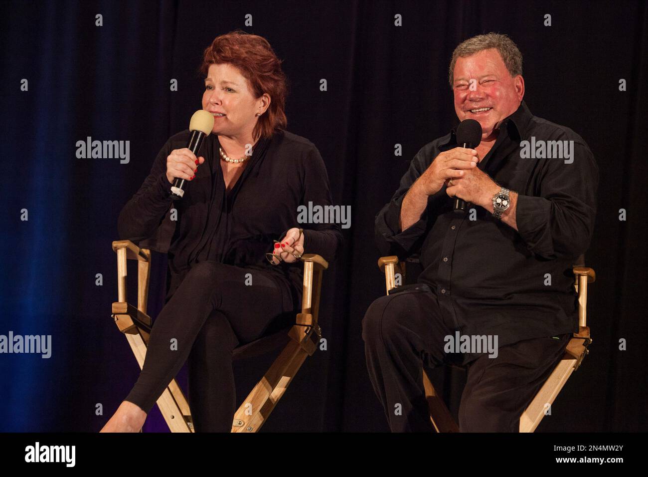 From left to right, actors Kate Mulgrew and William Shatner during at ...
