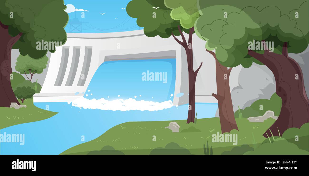 Dam river water structure Stock Vector Images - Alamy