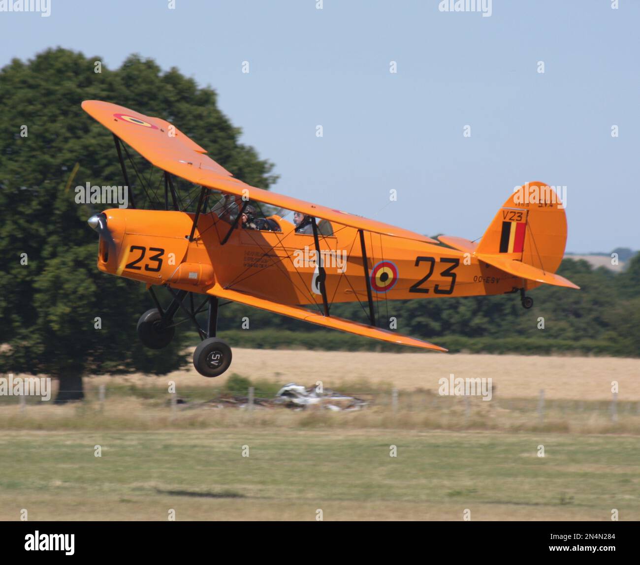 A Stampe and Vertongen SV-4 Belgian made biplane in action at Headcorn ...