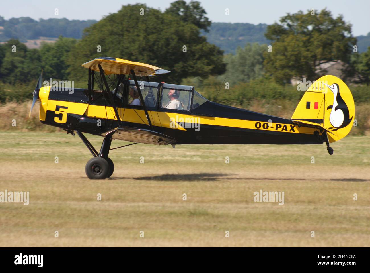 A Stampe and Vertongen SV-4 Belgian made biplane in action at Headcorn ...