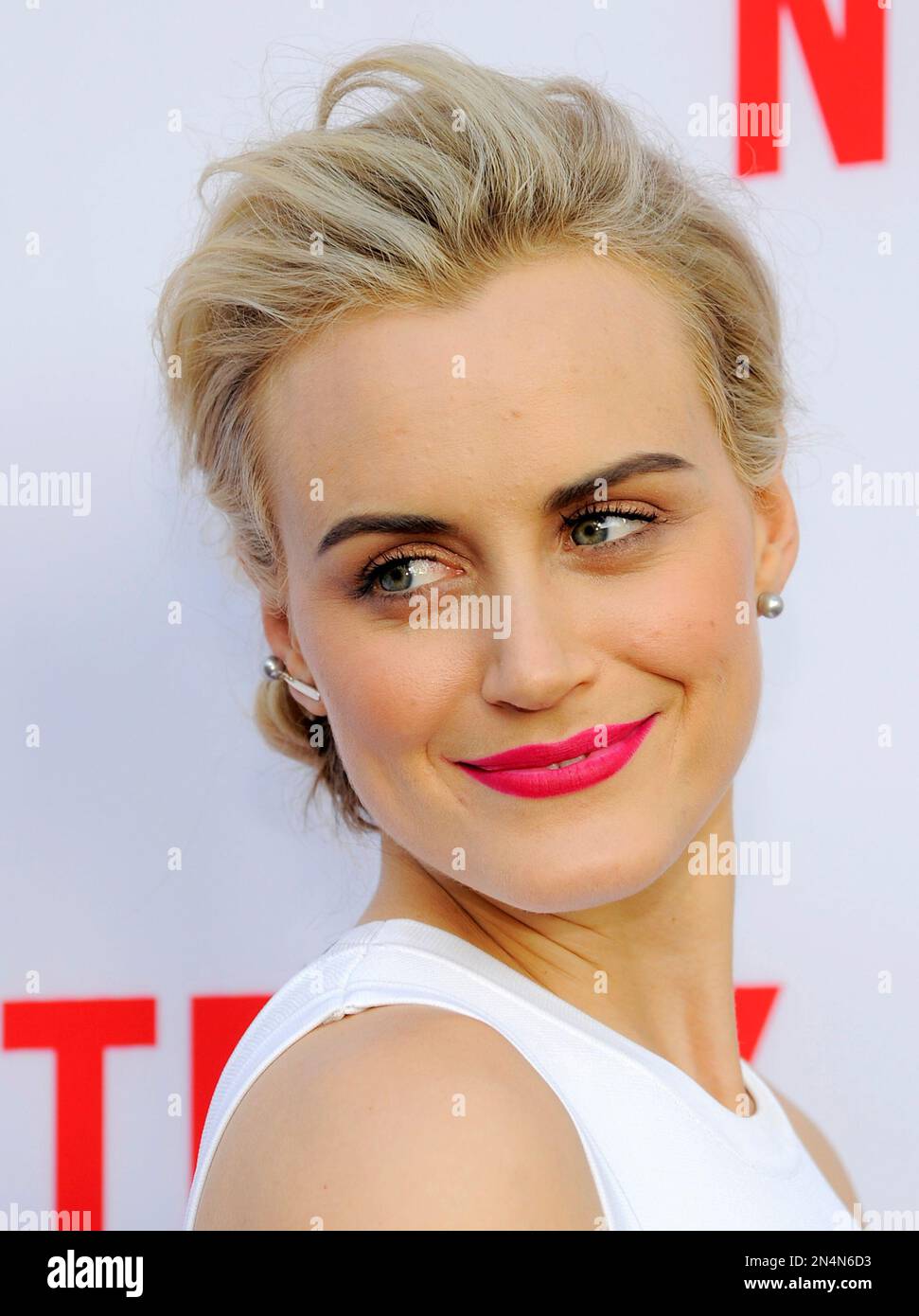 Actress Taylor Schilling poses before Netflix's "Women Ruling TV" panel ...