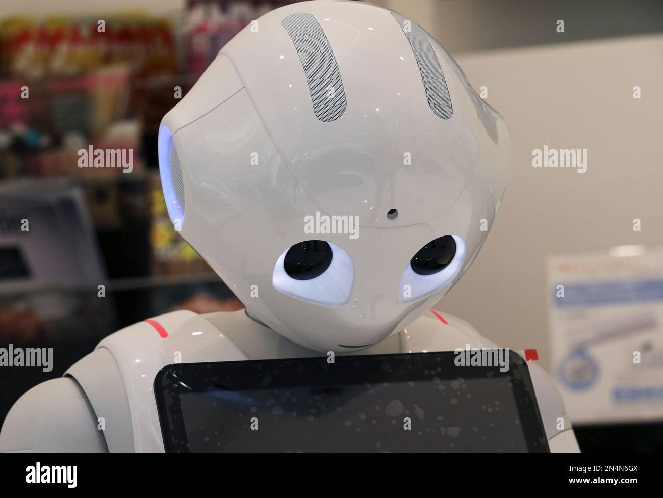 Humanoid Robot "Pepper" is displayed at SoftBank Mobile shop in Tokyo ...