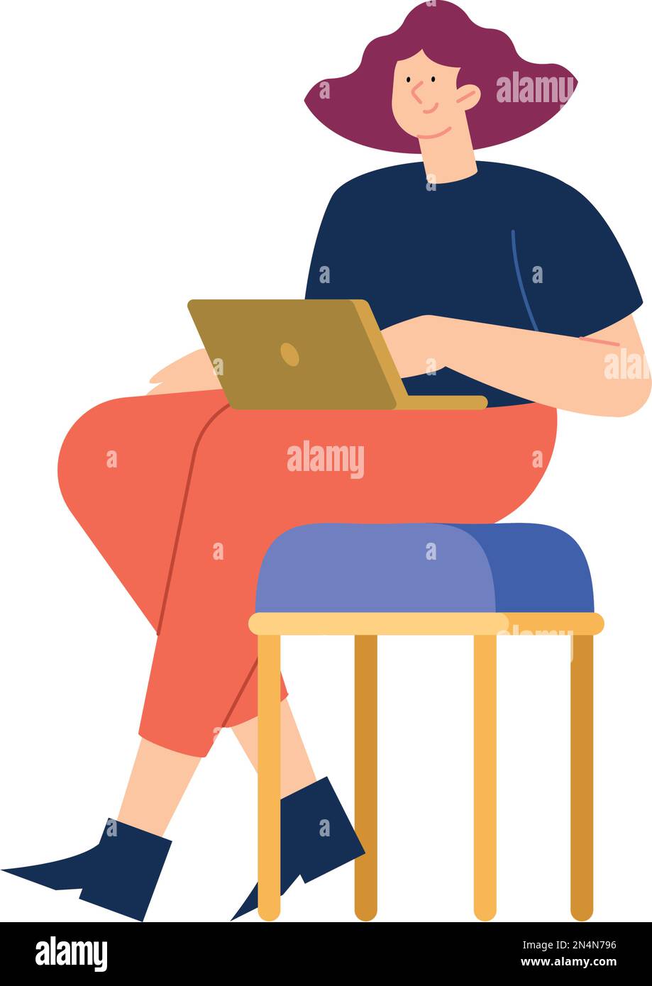 woman seated using laptop character Stock Vector Image & Art - Alamy
