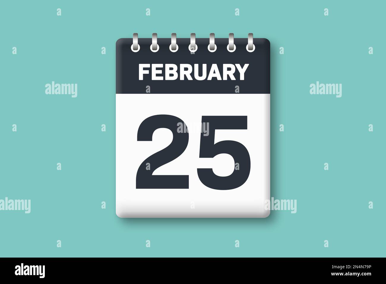 February 25 - Calender Page / Sheet with Date - 25th of February on ...