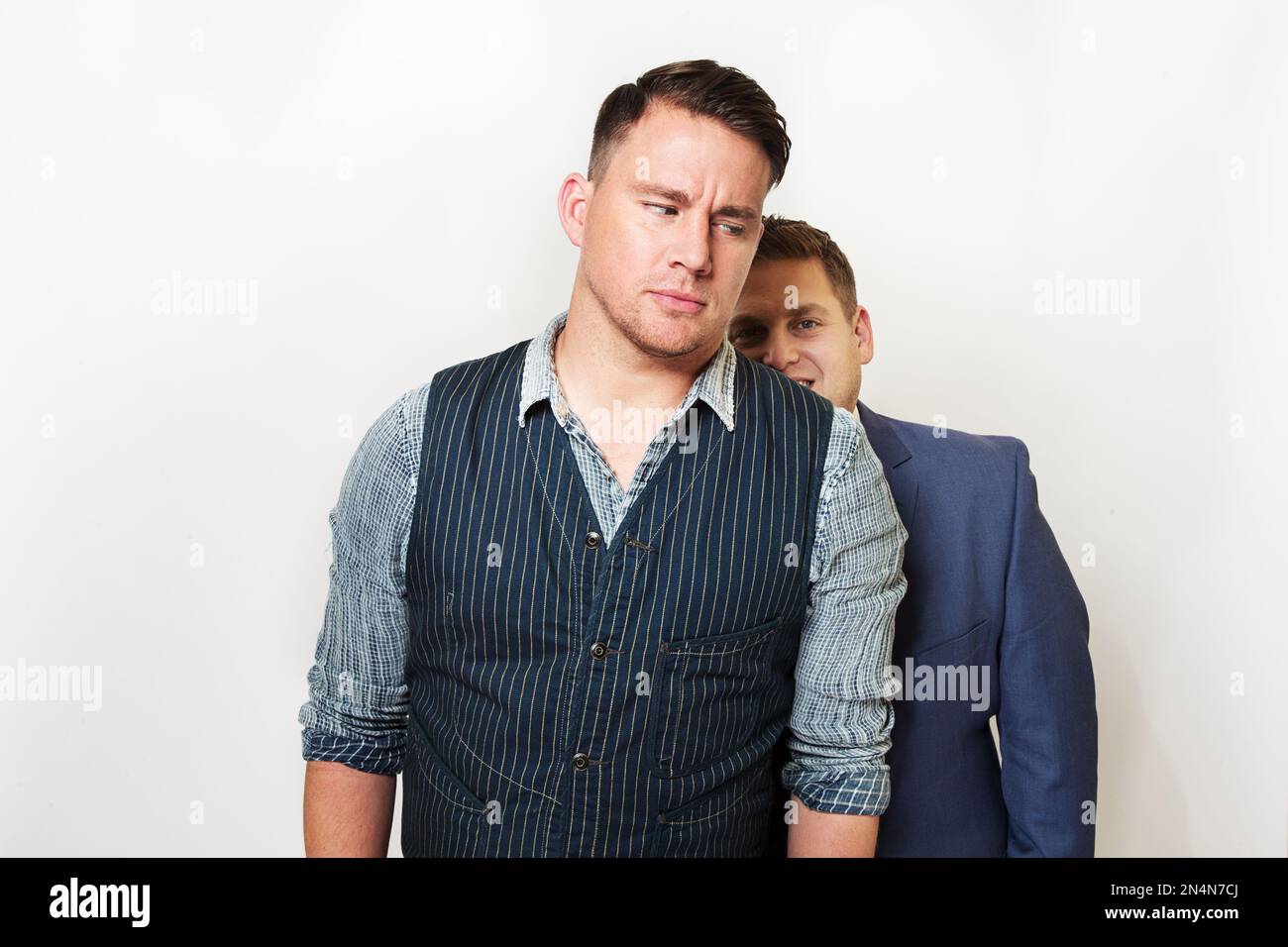 Co-stars Channing Tatum, left, and Jonah Hill, right, pose for a ...