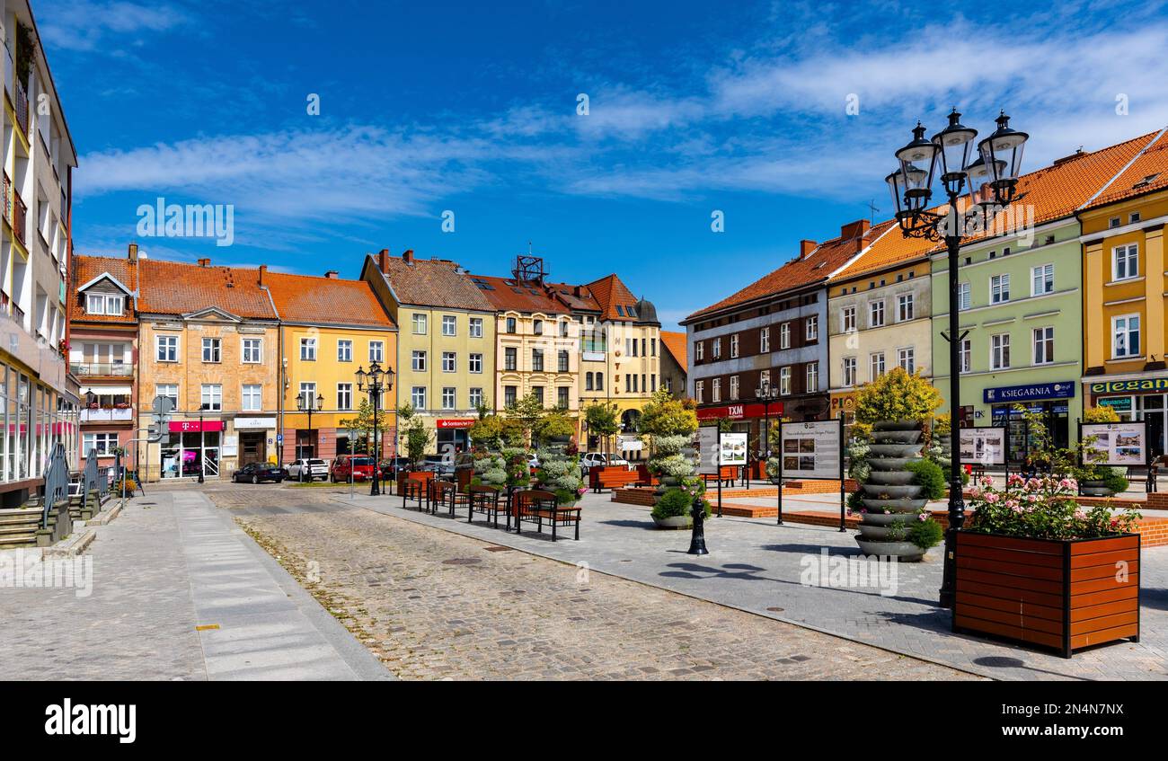 Bartoszyce, Poland - July 13, 2022: Panorama of Constitution square ...