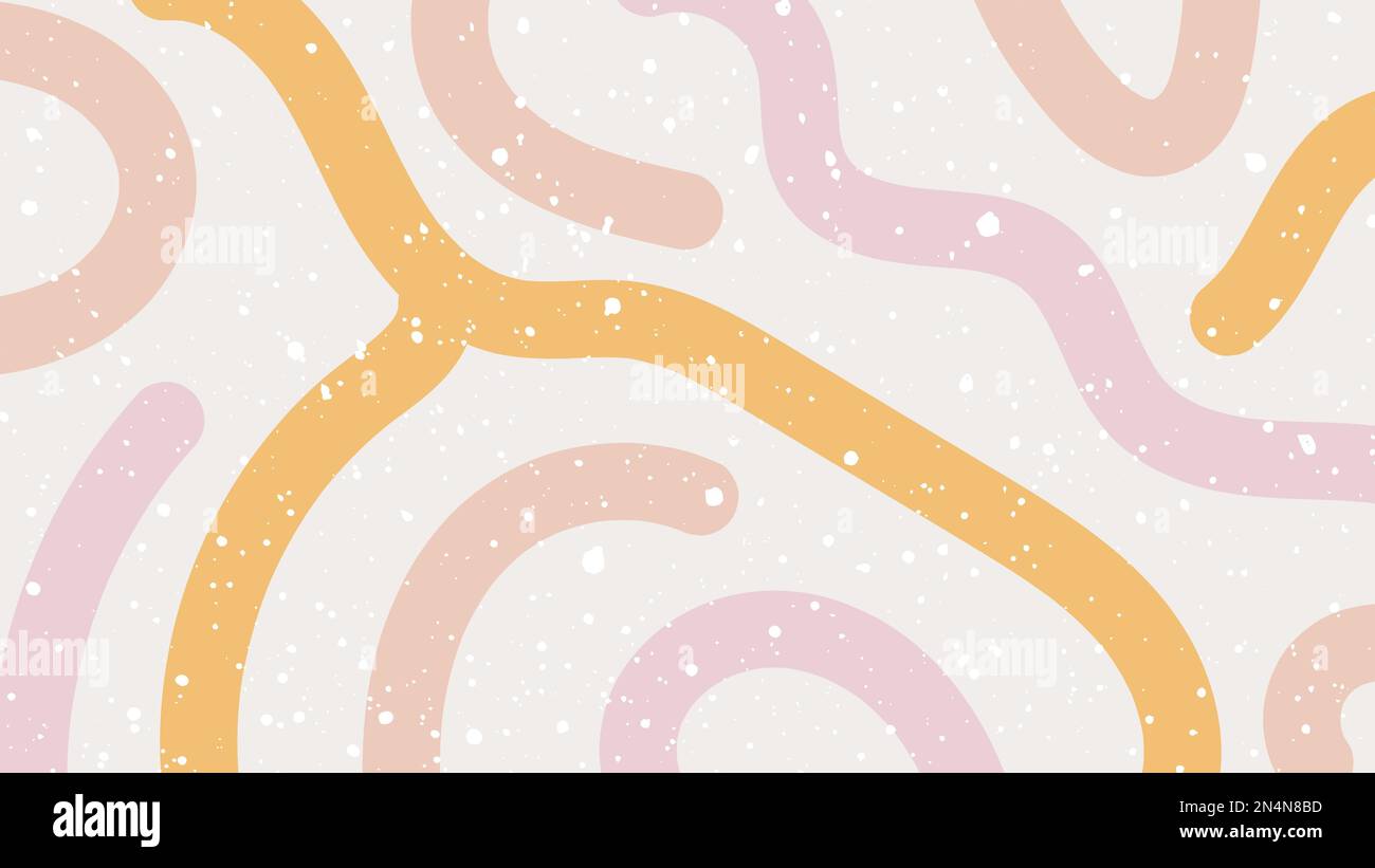 Curved stripes cute abstract pattern on beige background. Lines and ...