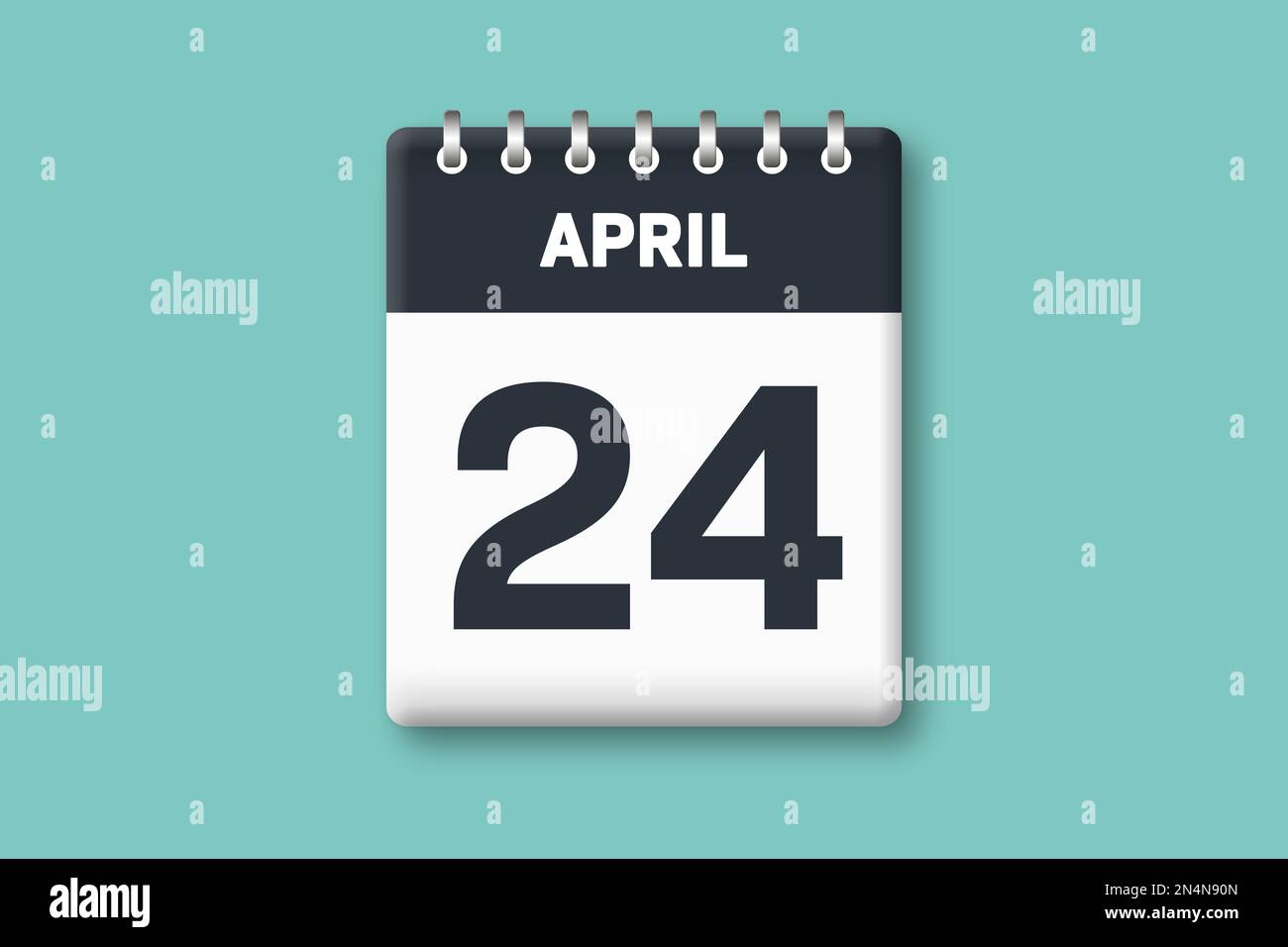 April 24 - Calender Page / Sheet with Date - 24th of April on Cyan ...