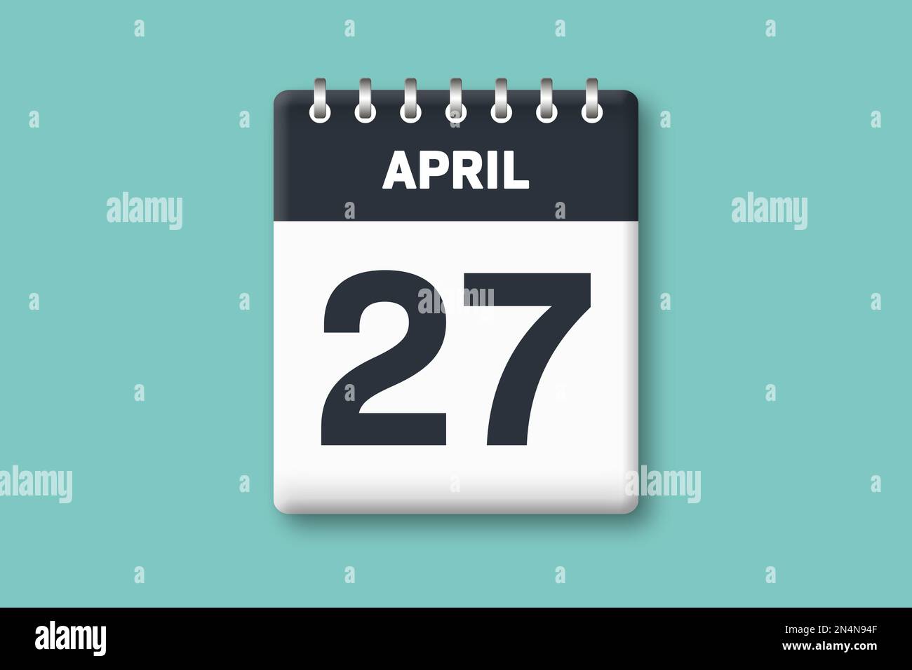 April 27 - Calender Page / Sheet with Date - 27th of April on Cyan ...