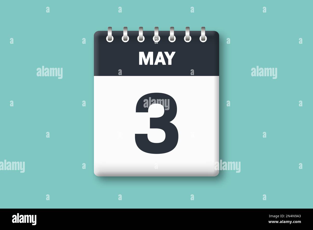 May 3 - Calender Page / Sheet with Date - 3rd of May on Cyan ...