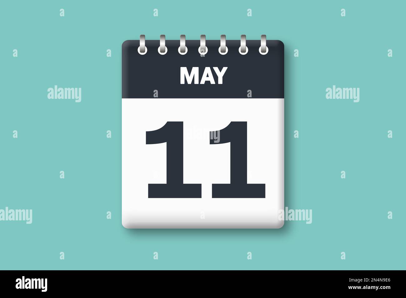May 11 - Calender Page / Sheet with Date - 11th of May on Cyan ...