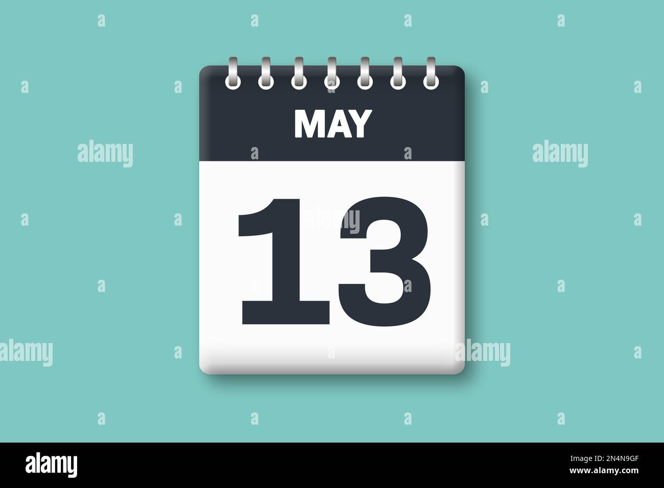 May 13 - Calender Page / Sheet with Date - 13th of May on Cyan ...
