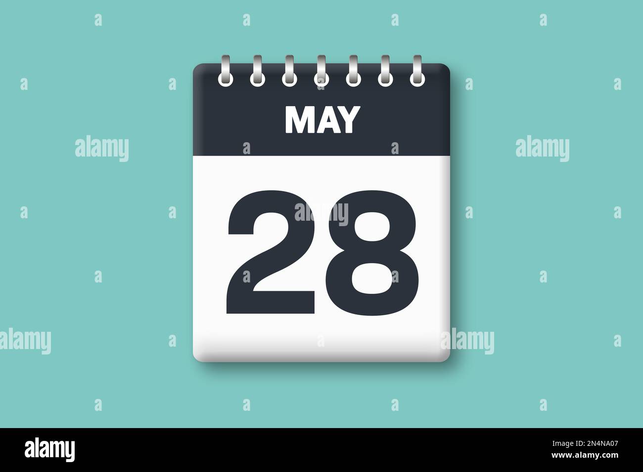 May 28 - Calender Page / Sheet with Date - 28th of May on Cyan ...