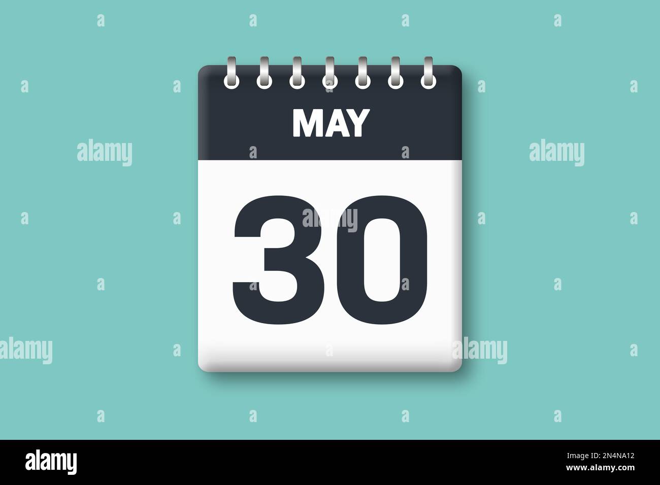 May 30 - Calender Page / Sheet with Date - 30th of May on Cyan ...