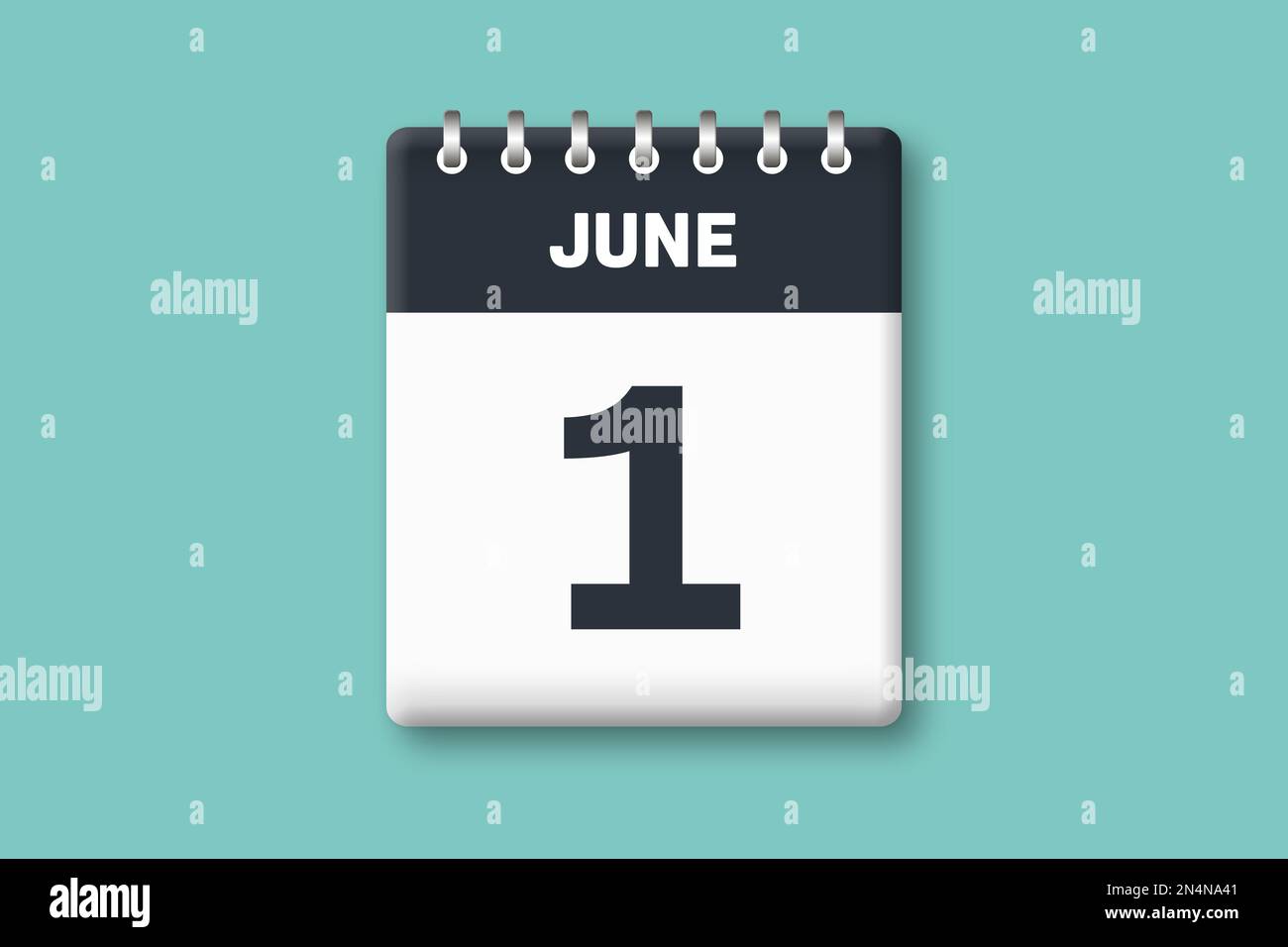 June 1 - Calender Page / Sheet with Date - 1st of June on Cyan ...