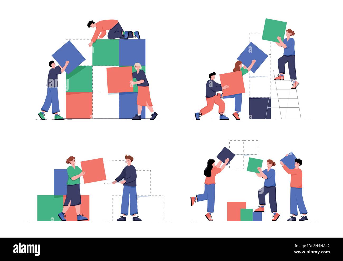 Abstract teamwork process set Stock Vector Image & Art - Alamy