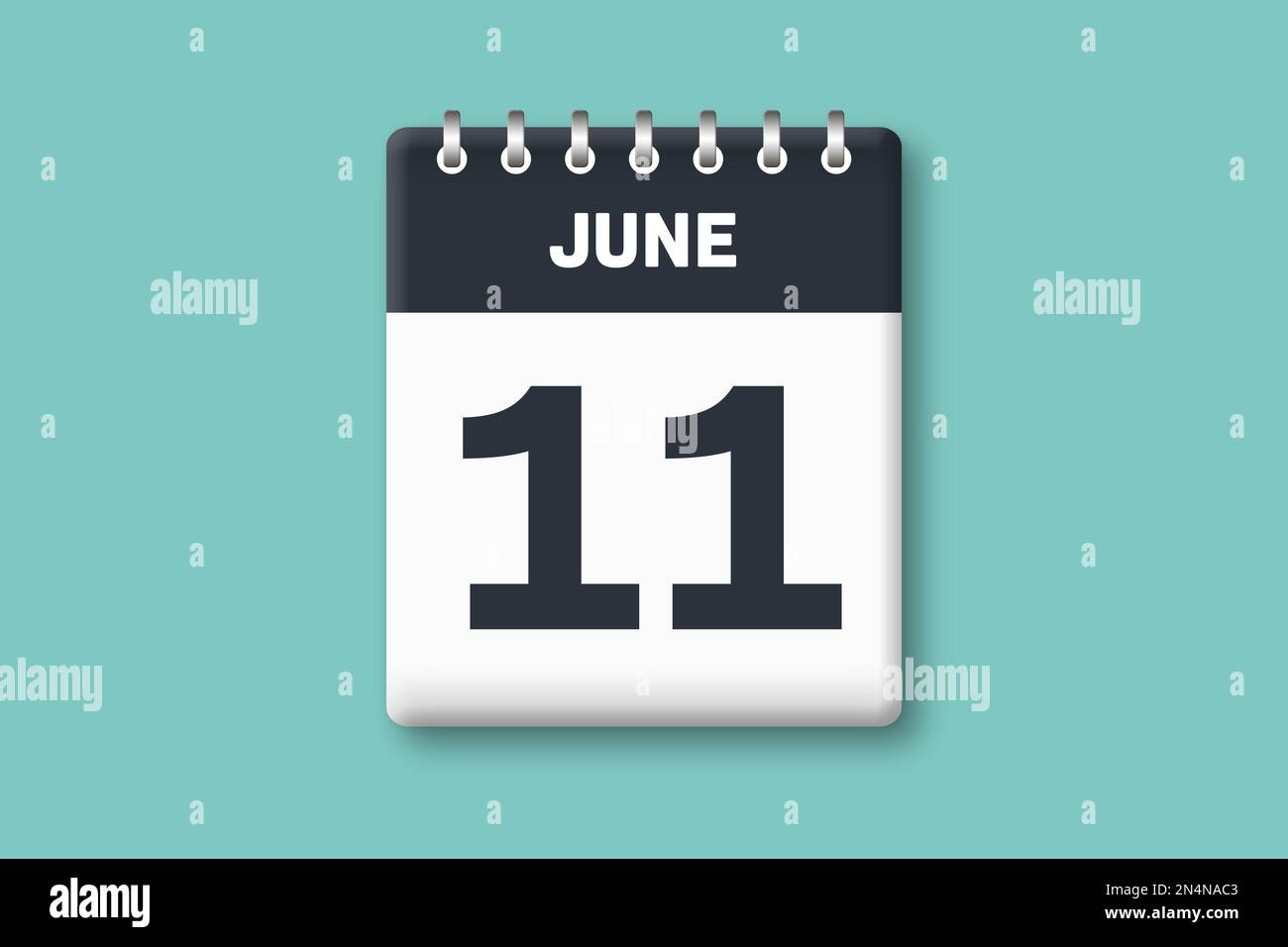 June 11 - Calender Page / Sheet with Date - 11th of June on Cyan ...