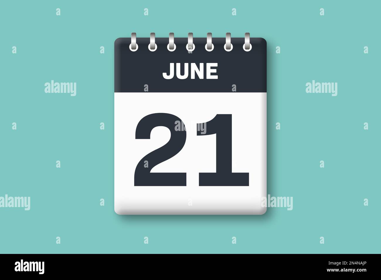 June 21 - Calender Page / Sheet with Date - 21st of June on Cyan ...