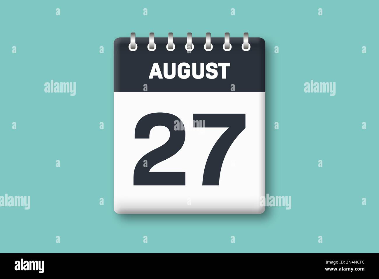 August 27 - Calender Page / Sheet with Date - 27th of August on Cyan ...