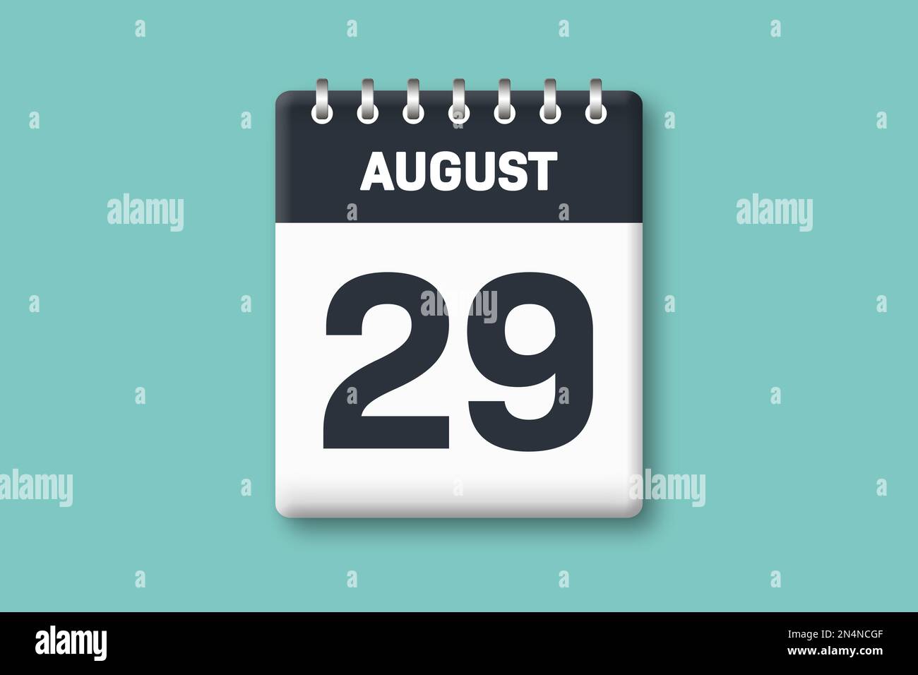 August 29 - Calender Page / Sheet with Date - 29th of August on Cyan ...