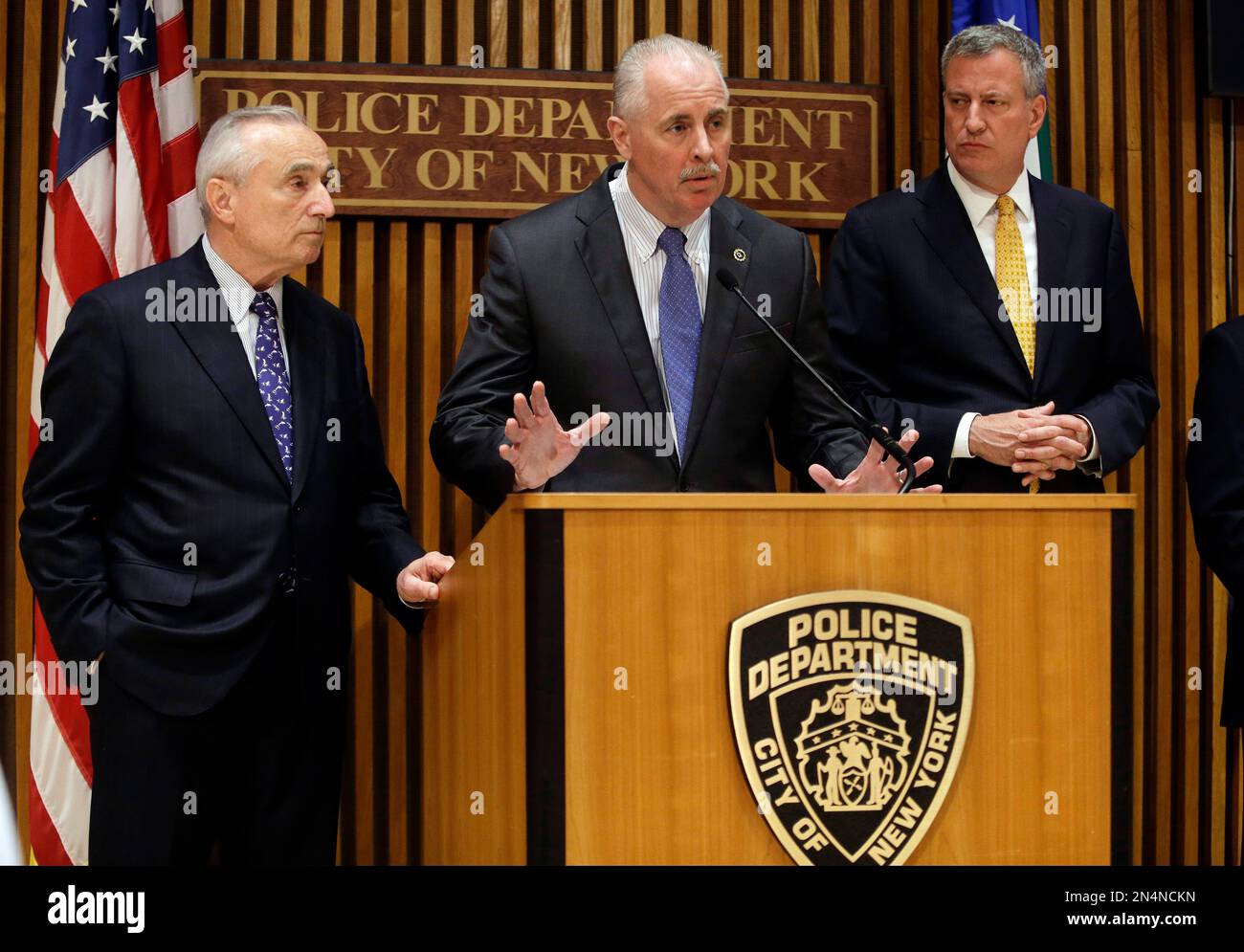 New York City Police Commissioner William J. Bratton, left, and New ...