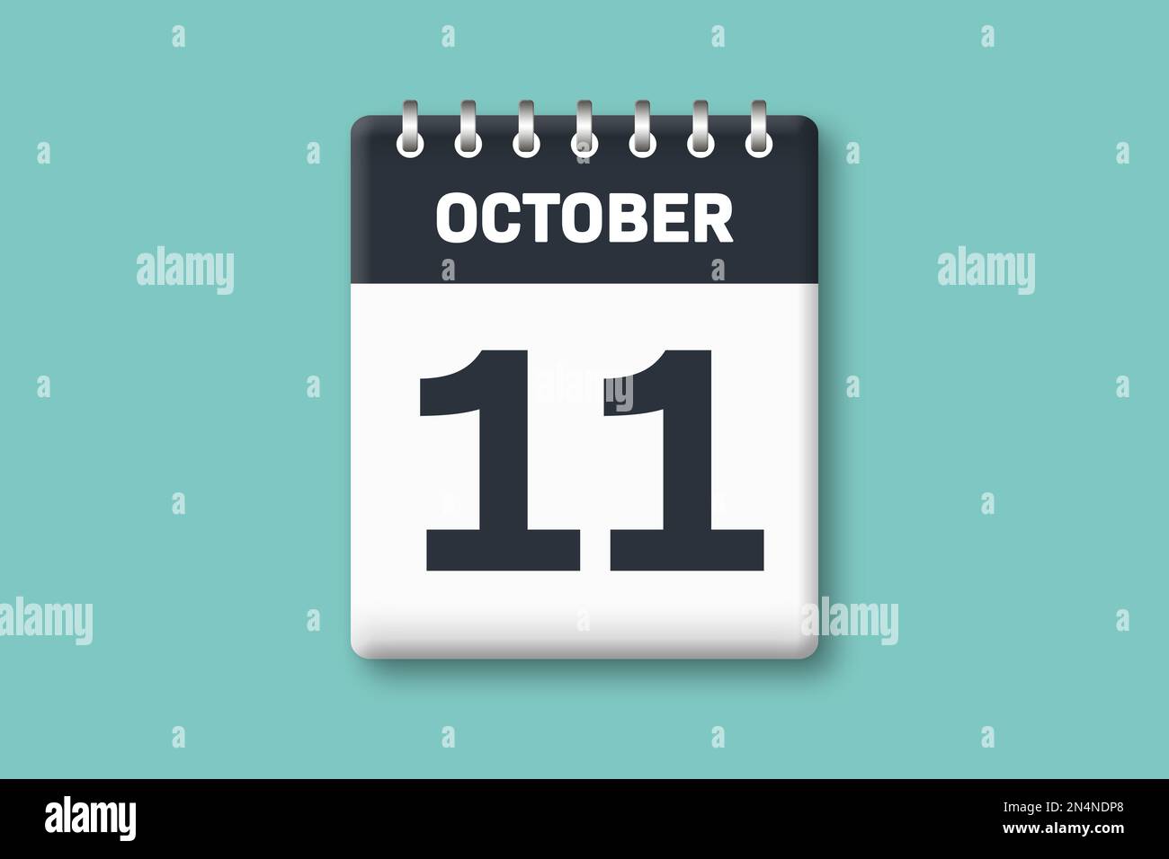 October 11 - Calender Page / Sheet with Date - 11th of October on Cyan ...