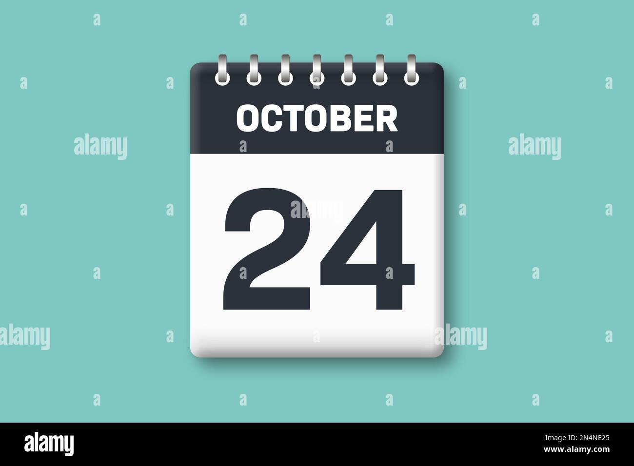 October 24 - Calender Page / Sheet with Date - 24th of October on Cyan ...
