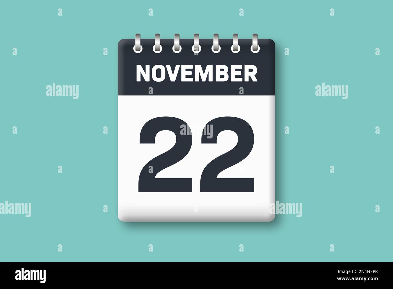 November 22 - Calender Page / Sheet with Date - 22nd of November on ...