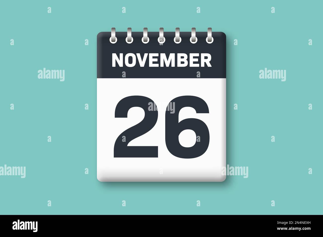 November 26 - Calender Page / Sheet with Date - 26th of November on ...