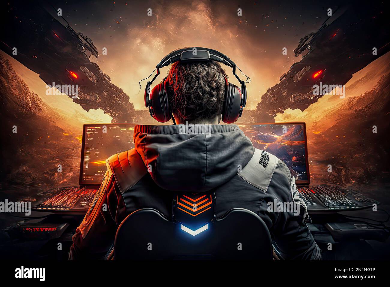 Professional eSports gamer in front of pc playing games Stock Photo - Alamy