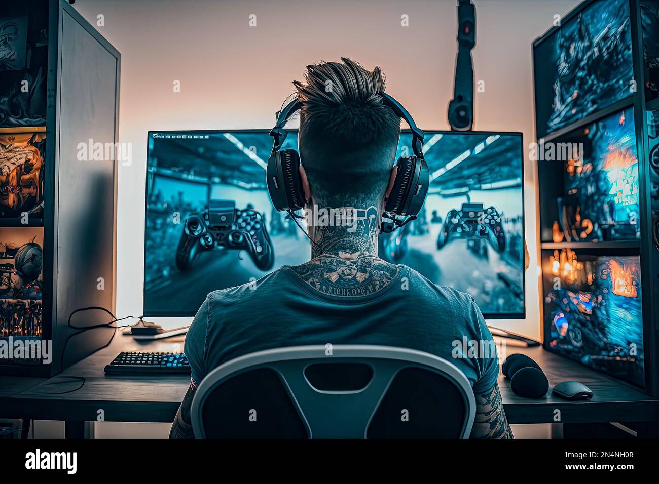 Professional eSports gamer in front of pc playing games Stock Photo - Alamy
