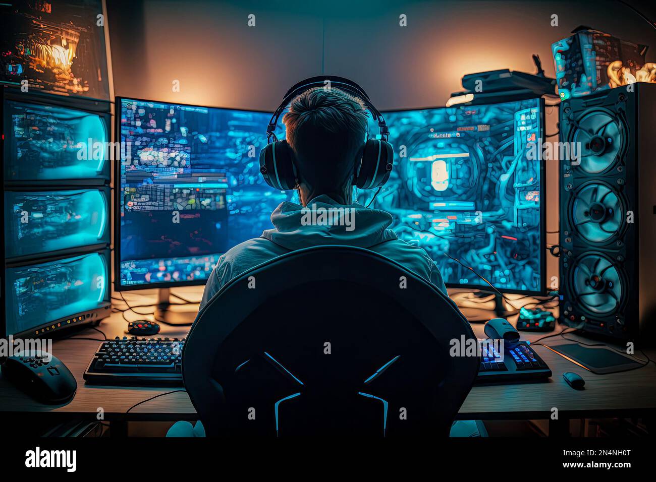 Professional eSports gamer in front of pc playing games Stock Photo - Alamy
