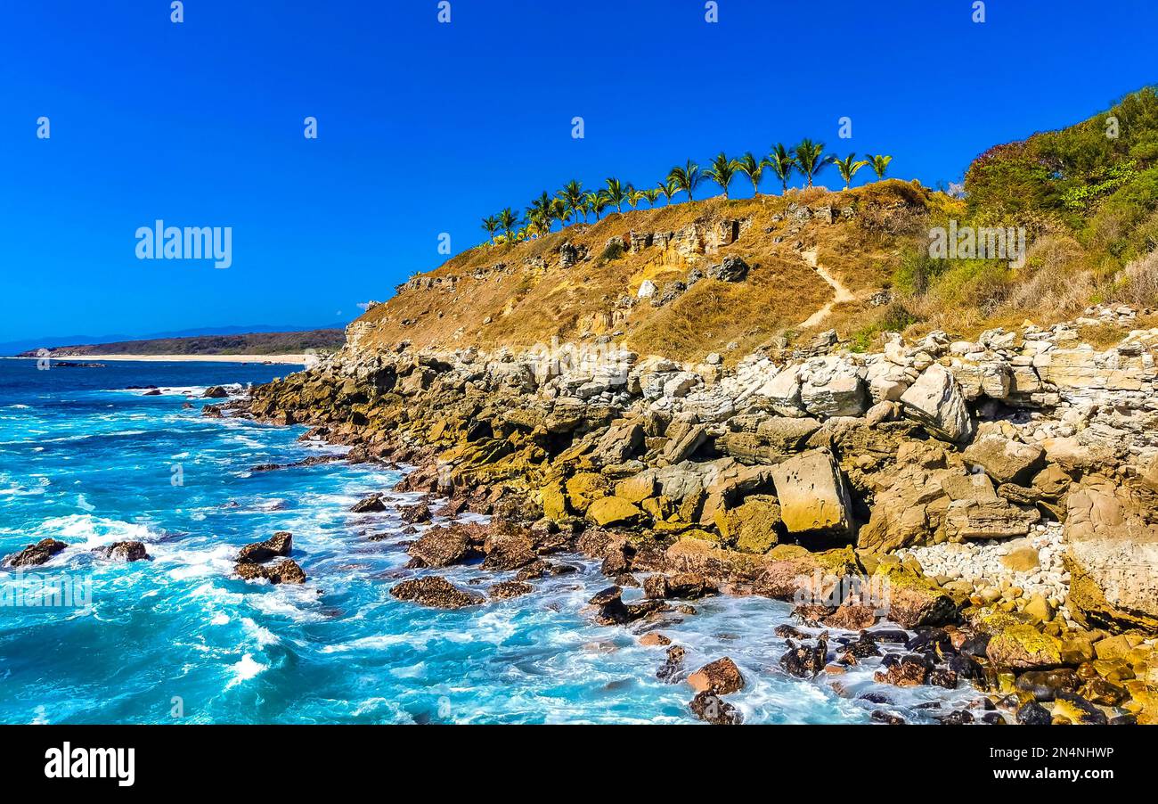 Beautiful rocks cliffs stones and boulders and huge big surfer waves ...