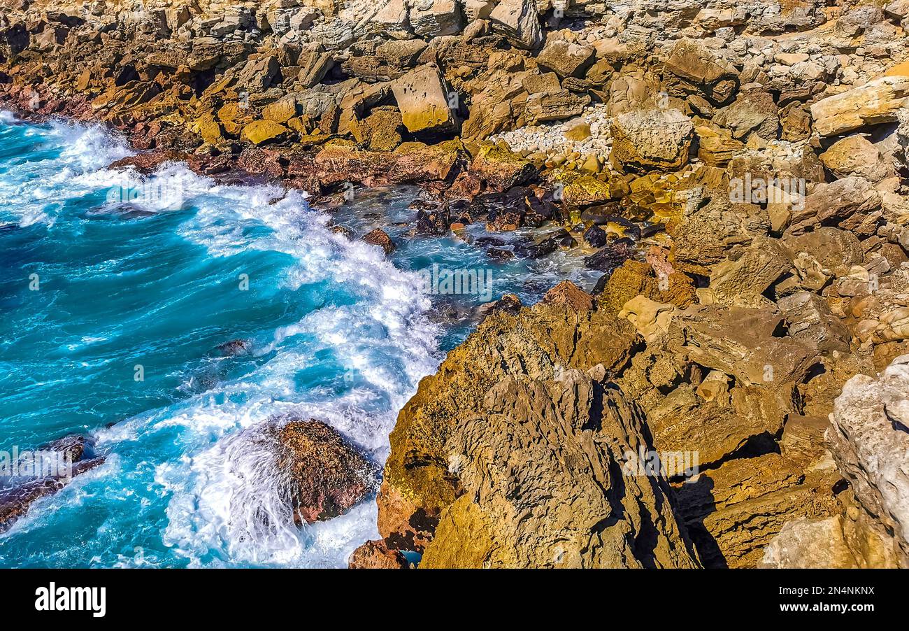 Beautiful rocks cliffs stones and boulders and huge big surfer waves ...