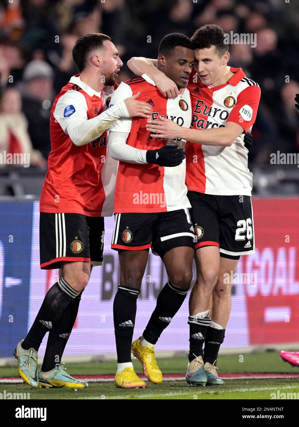 ROTTERDAM - (lr) Orkun Kokcu of Feyenoord, Javairo Dilrosun of Feyenoord, Oussama Idrissi of ...